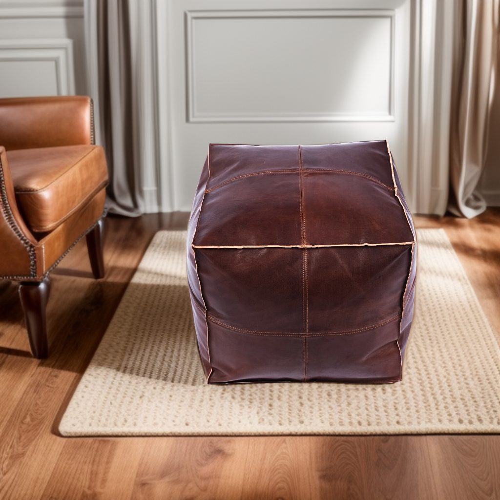 Premium Square Leather Pouf - Five Color Variations – Artihandmade