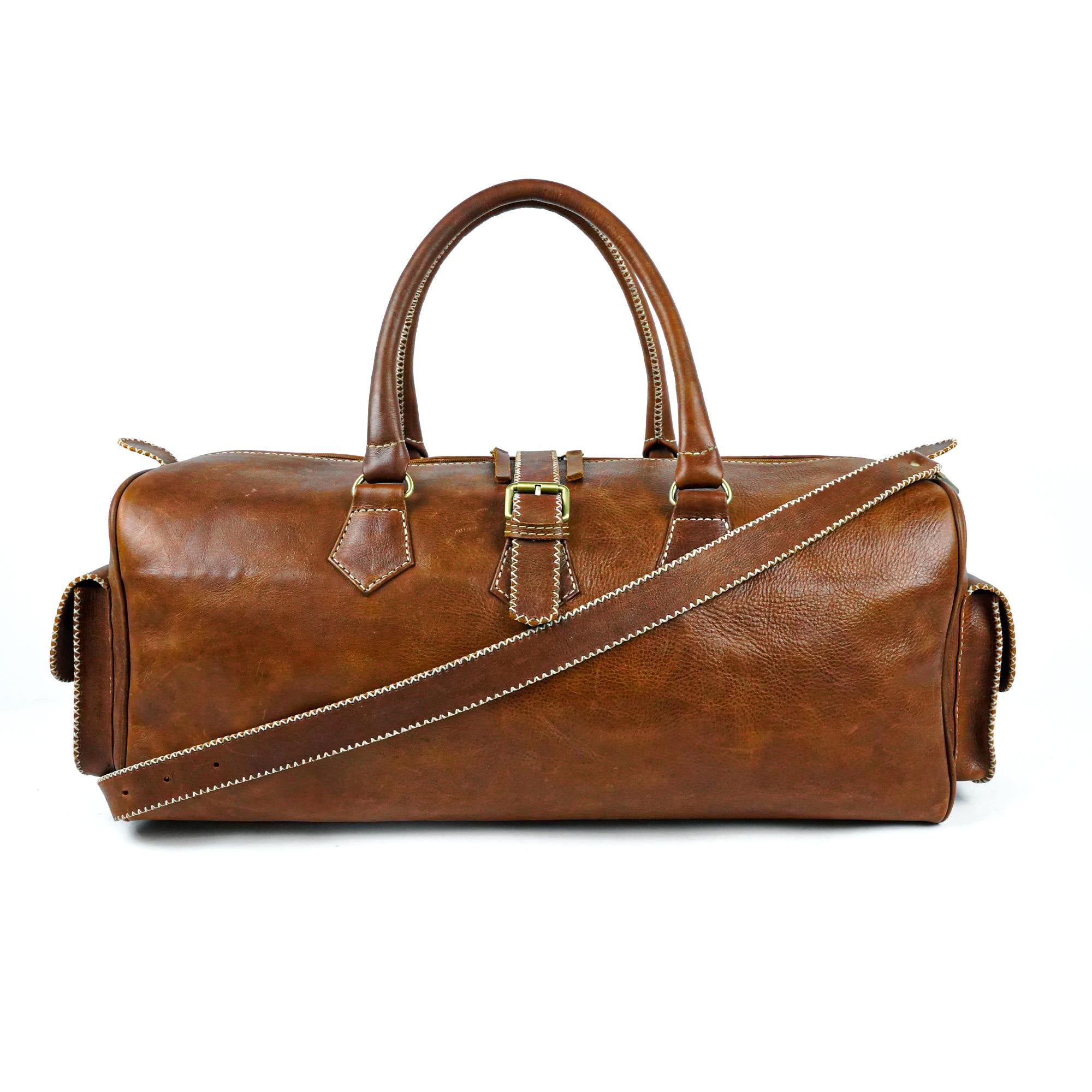Hand Stitched Vintage Brown Travel Leather Bag – Artihandmade