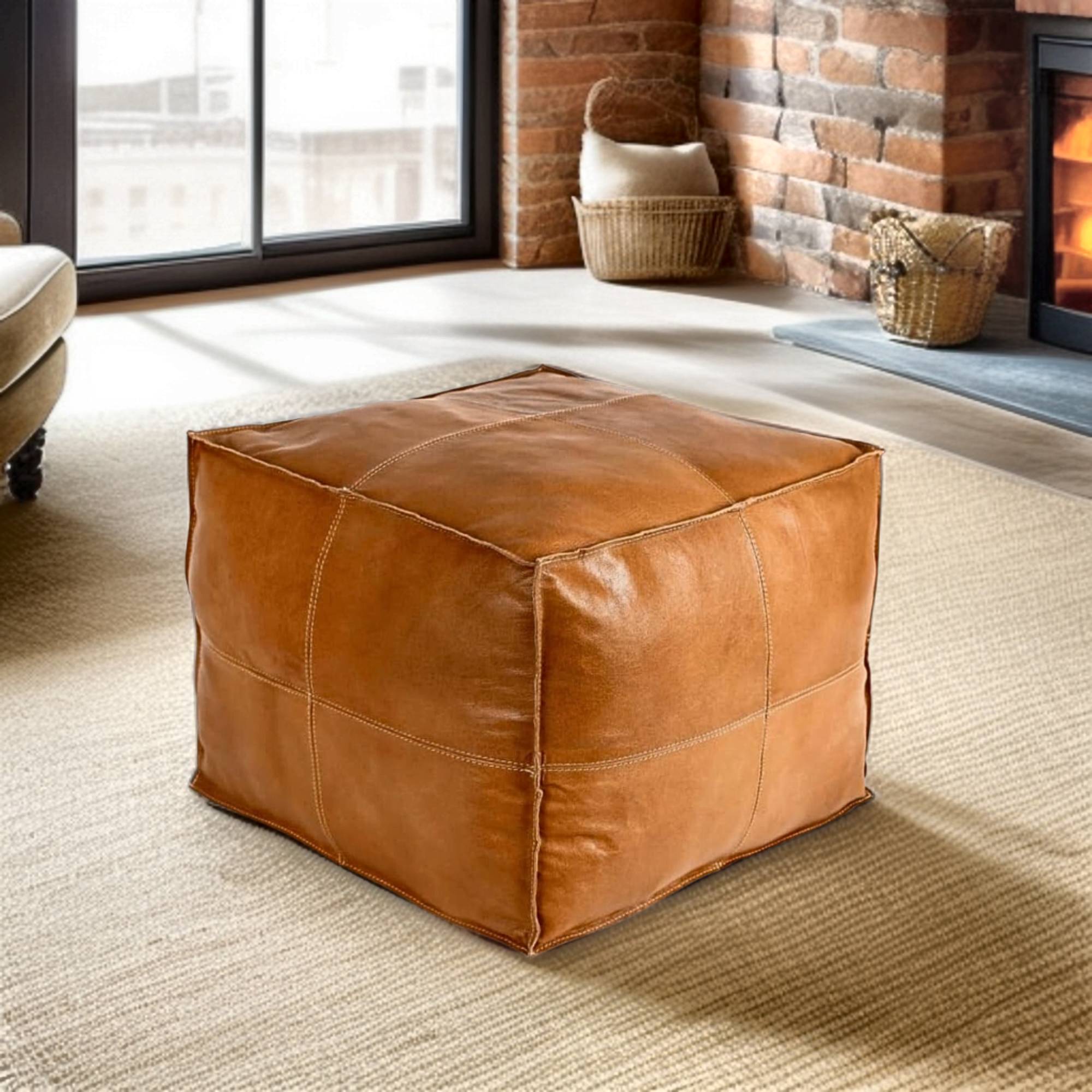 Premium Square Leather Pouf - Five Color Variations – Artihandmade